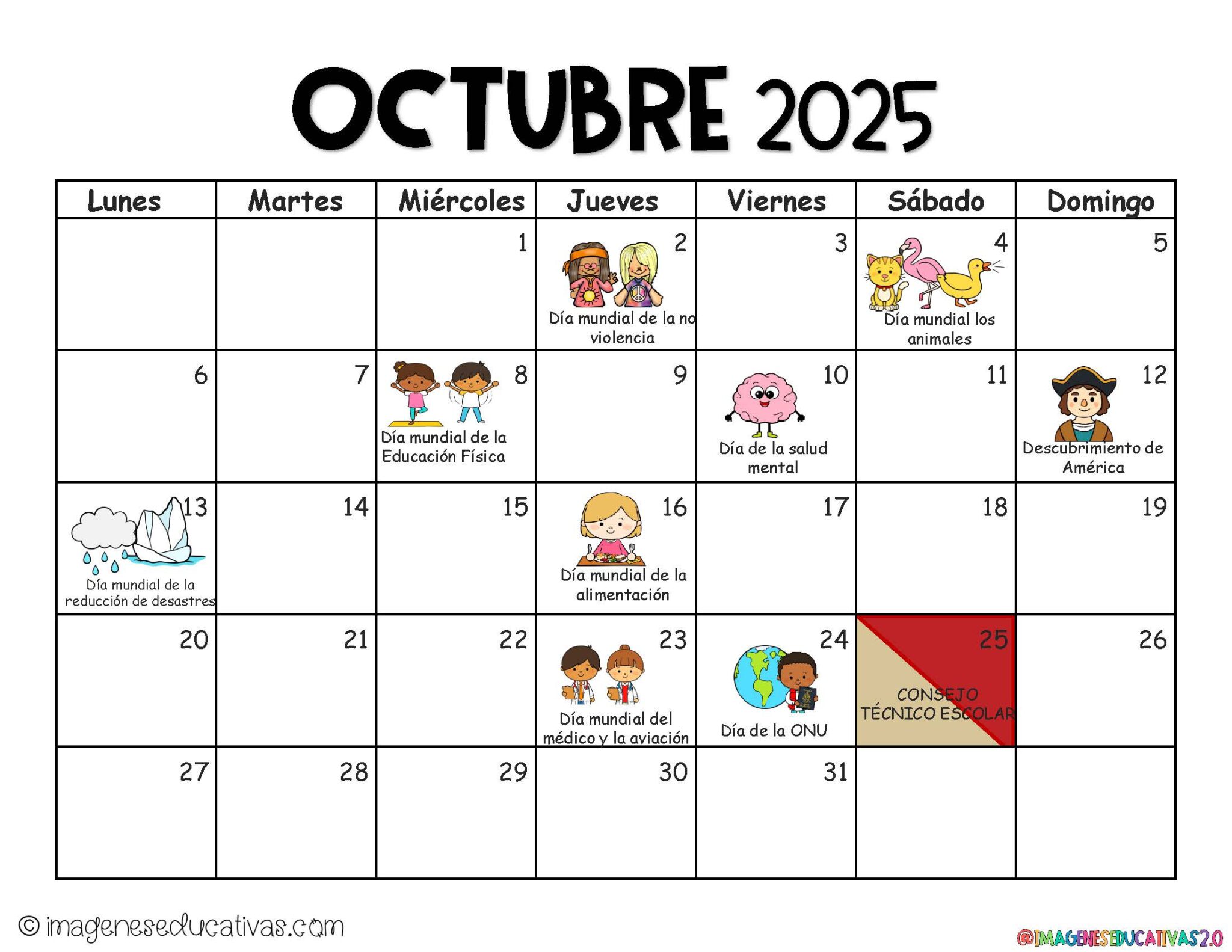 Calendario escolar 2025-2026 con fechas clave y pegatinas - Imagenes ...