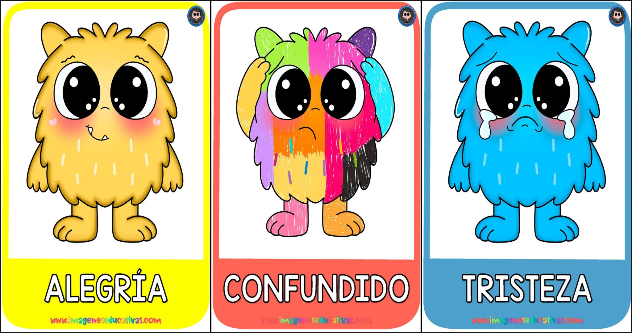 Tarjetas de Emociones del Monstruo de Colores - Imagenes Educativas