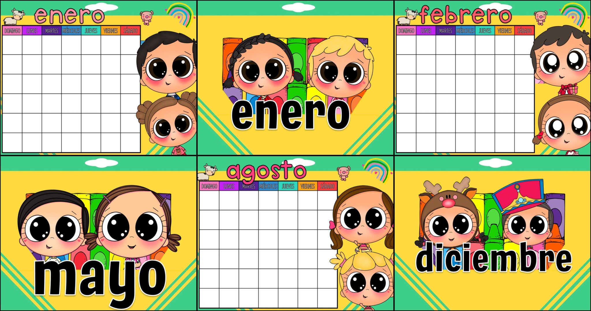 Calendario Escolar 2025-2026 Crayolas - Imagenes Educativas