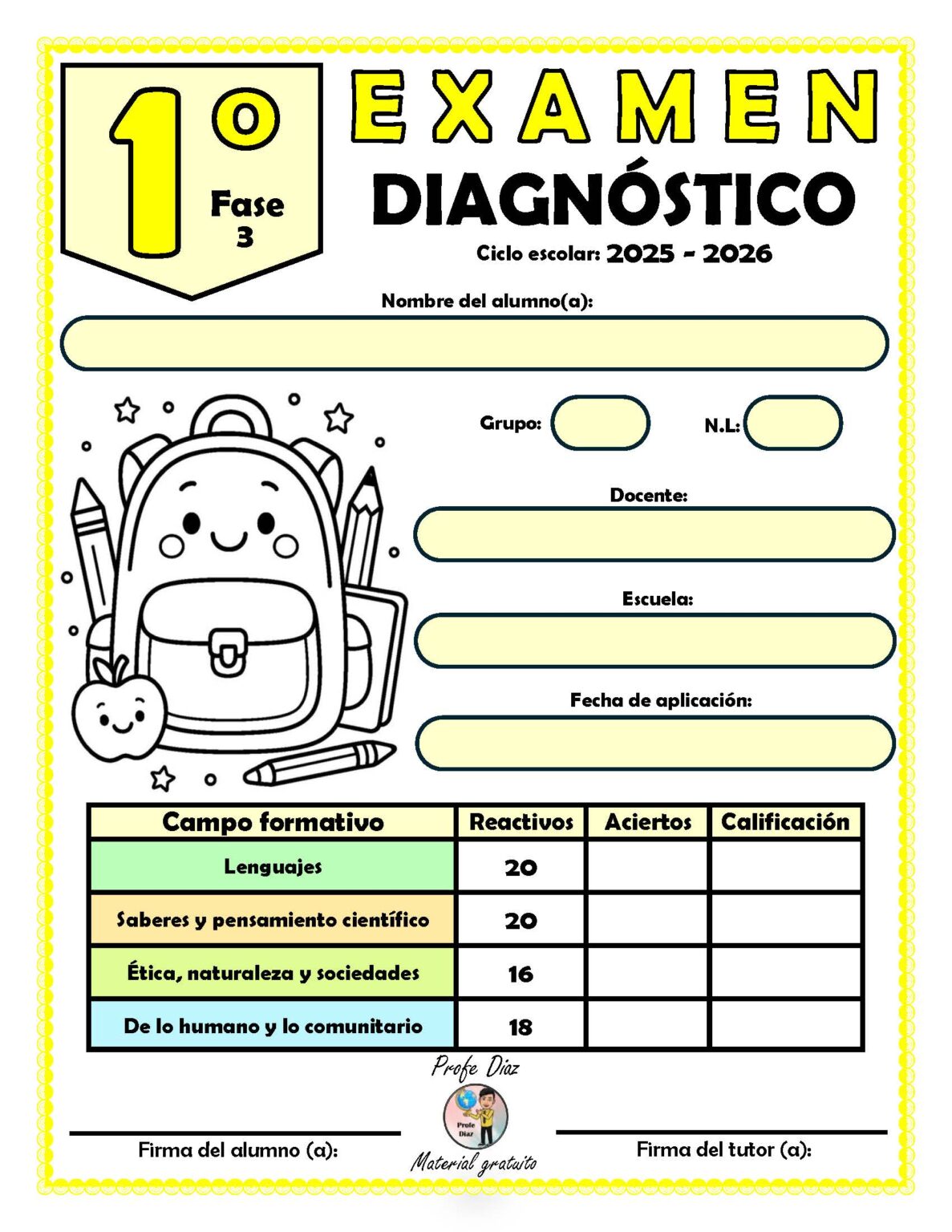 Examen Diagnostico Por Campos Formativos 1ºpágina01 Imagenes Educativas 5575
