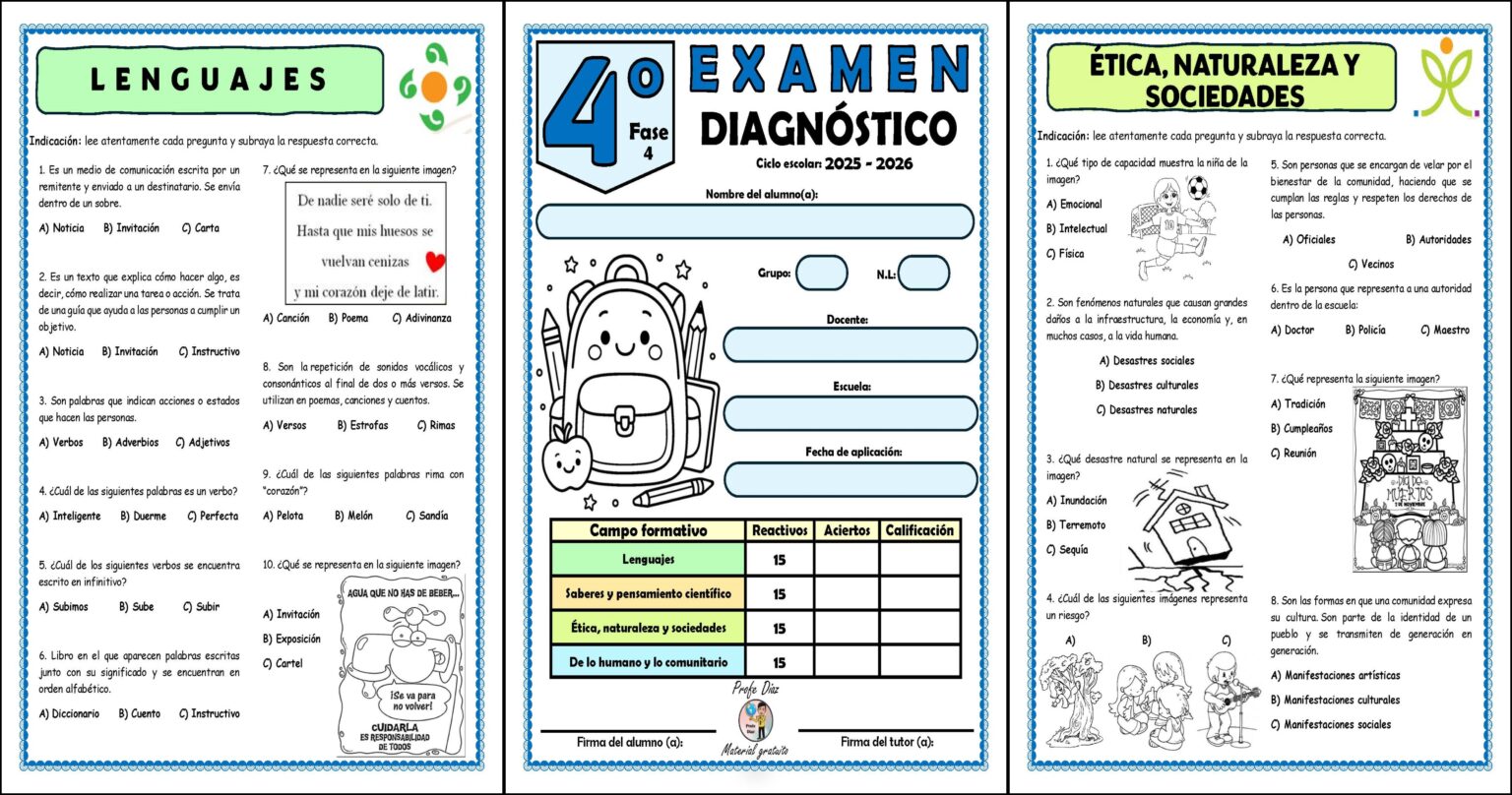 Examen Segundo Trimestre Segundo Grado - Imagenes Educativas