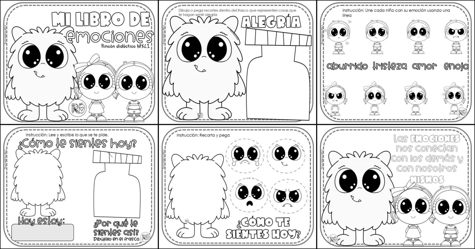 Tarjetas de Emociones del Monstruo de Colores - Imagenes Educativas