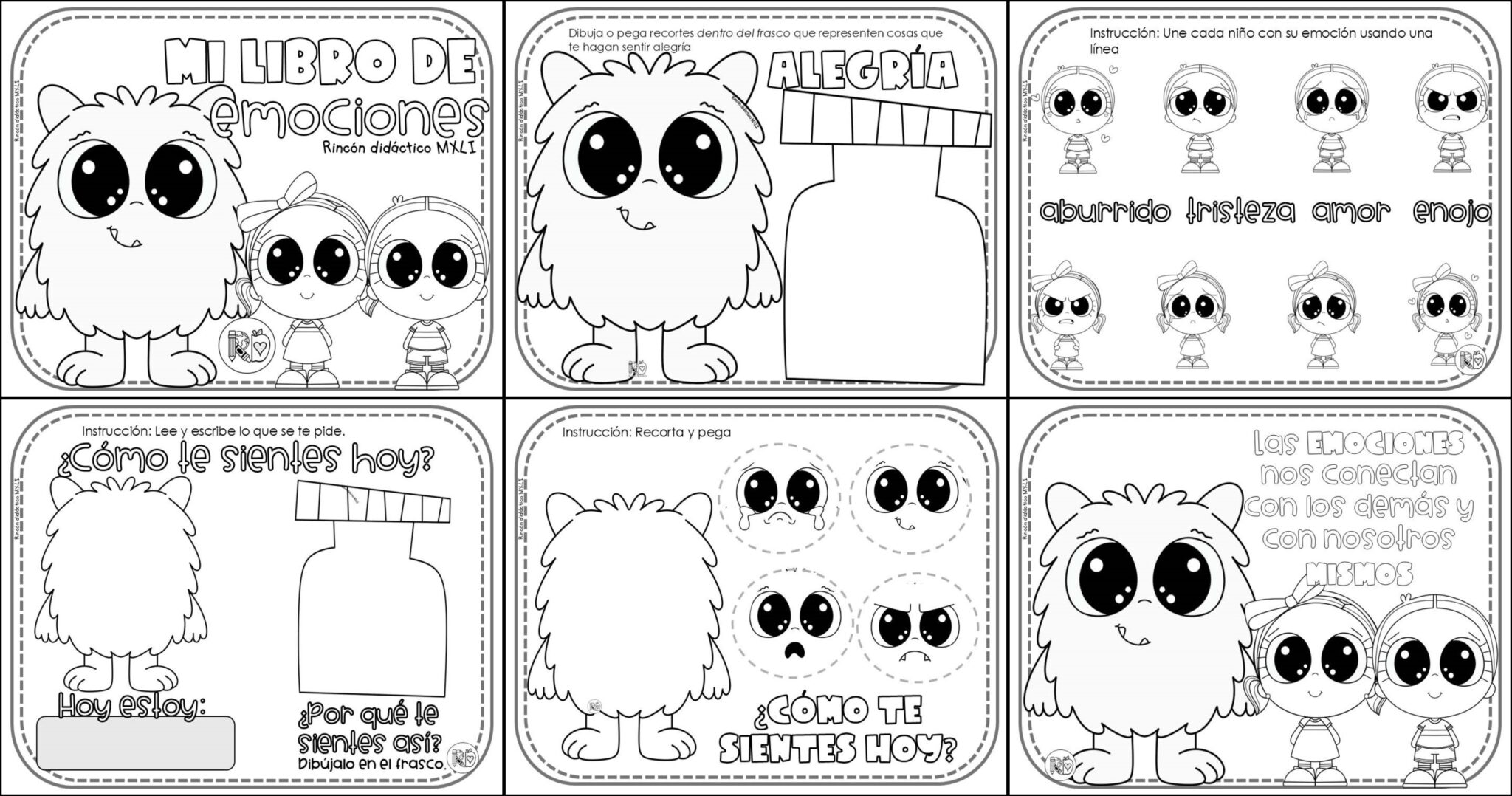 Tarjetas de Emociones del Monstruo de Colores - Imagenes Educativas