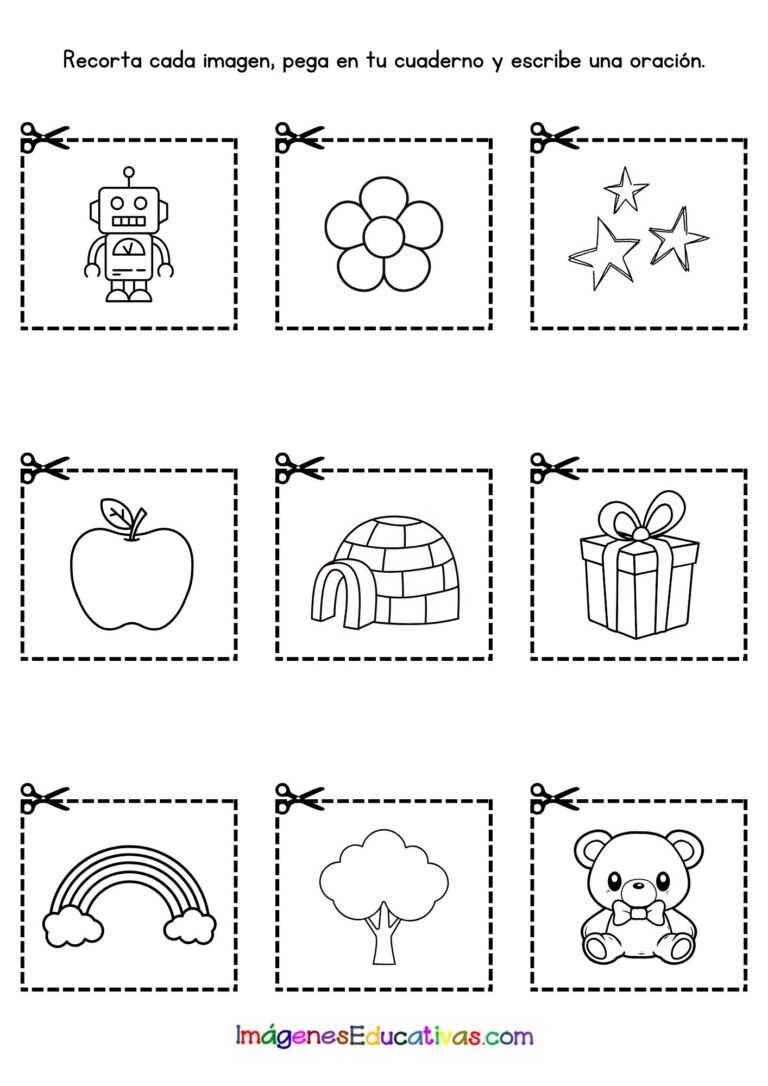 Baraja de imágenes para crear oraciones: Recorta, pega y escribe ...