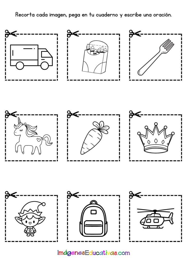 Baraja de imágenes para crear oraciones: Recorta, pega y escribe ...