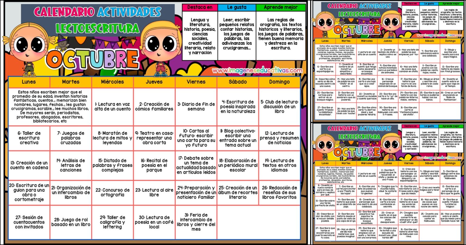 calendario lectoescritura octubre 2025 Archivos - Imagenes Educativas