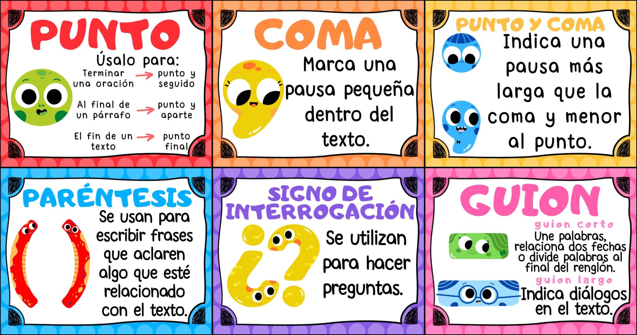 Ortografía carteles Signos de Puntuación - Imagenes Educativas