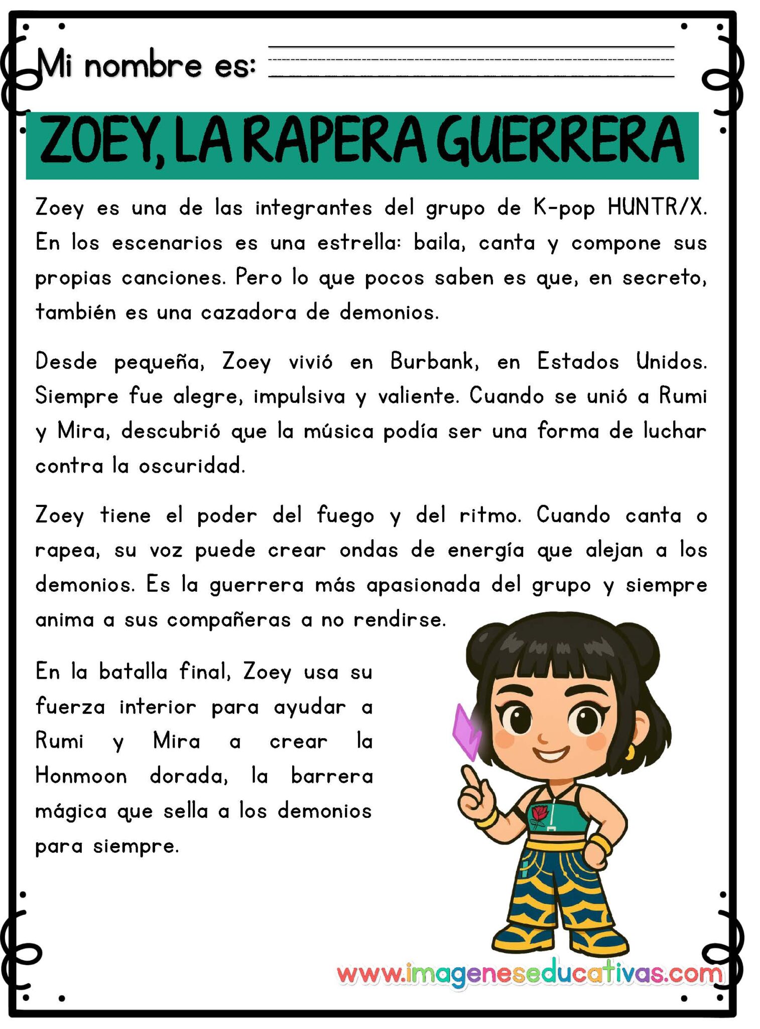 Comprensión Lectora Las guerreras K-pop - Imagenes Educativas