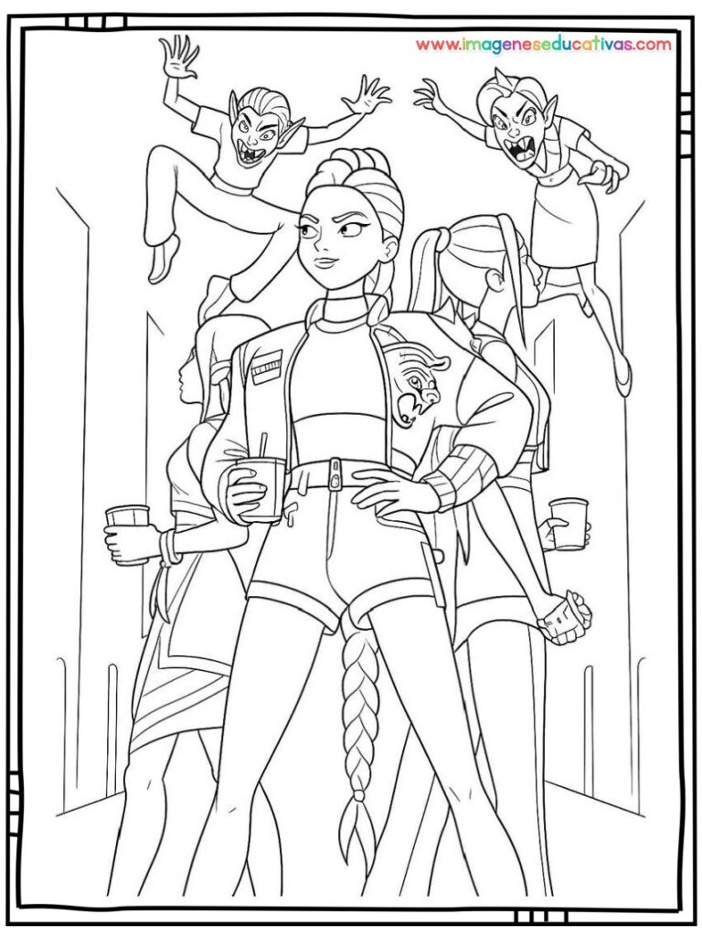 Dibujos para colorear de las Guerreras K pop - Imagenes Educativas