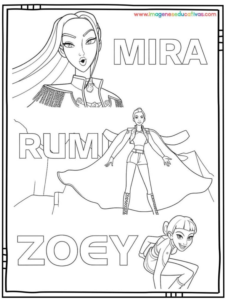 Dibujos para colorear de las Guerreras K pop - Imagenes Educativas