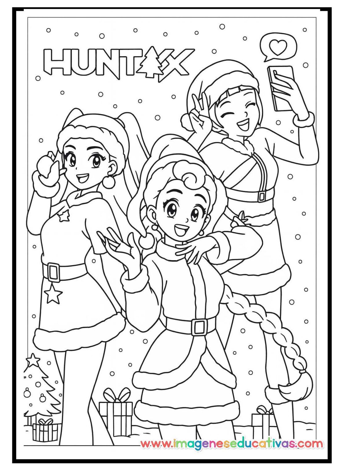 Dibujos navideños para colorear de las Guerreras K pop -_Página_05 ...