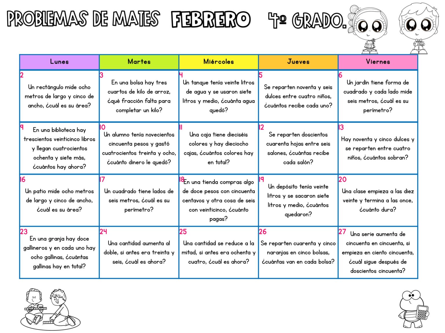 Calendario matemático del mes de febrero 2026 (10) - Imagenes Educativas
