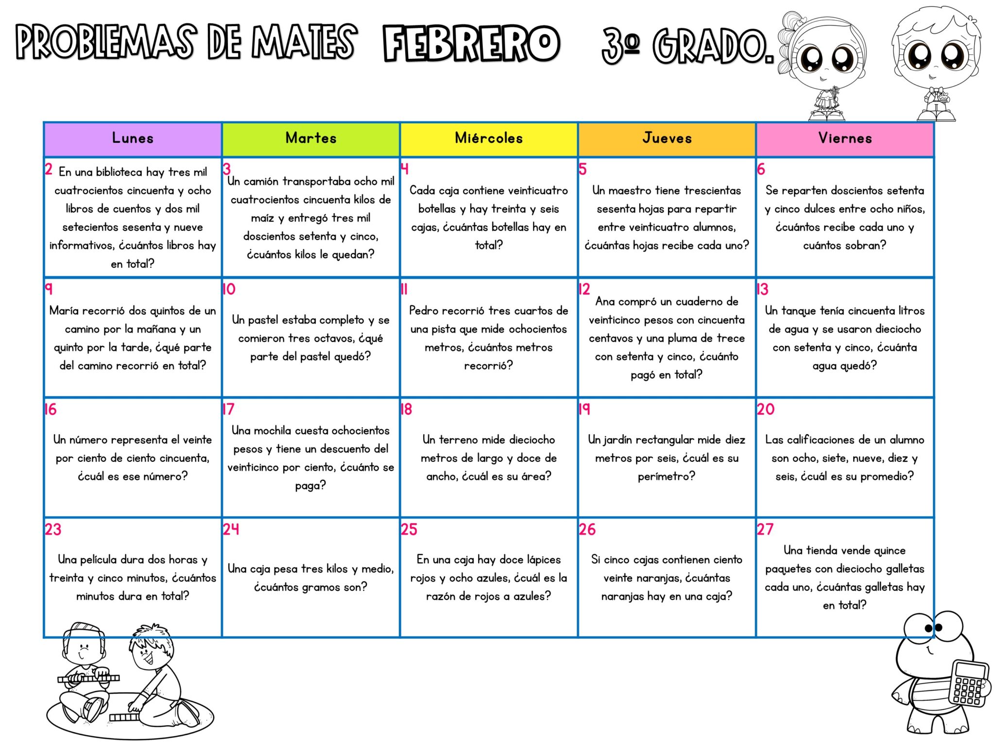 Calendario matemático del mes de febrero 2026 (12) - Imagenes Educativas