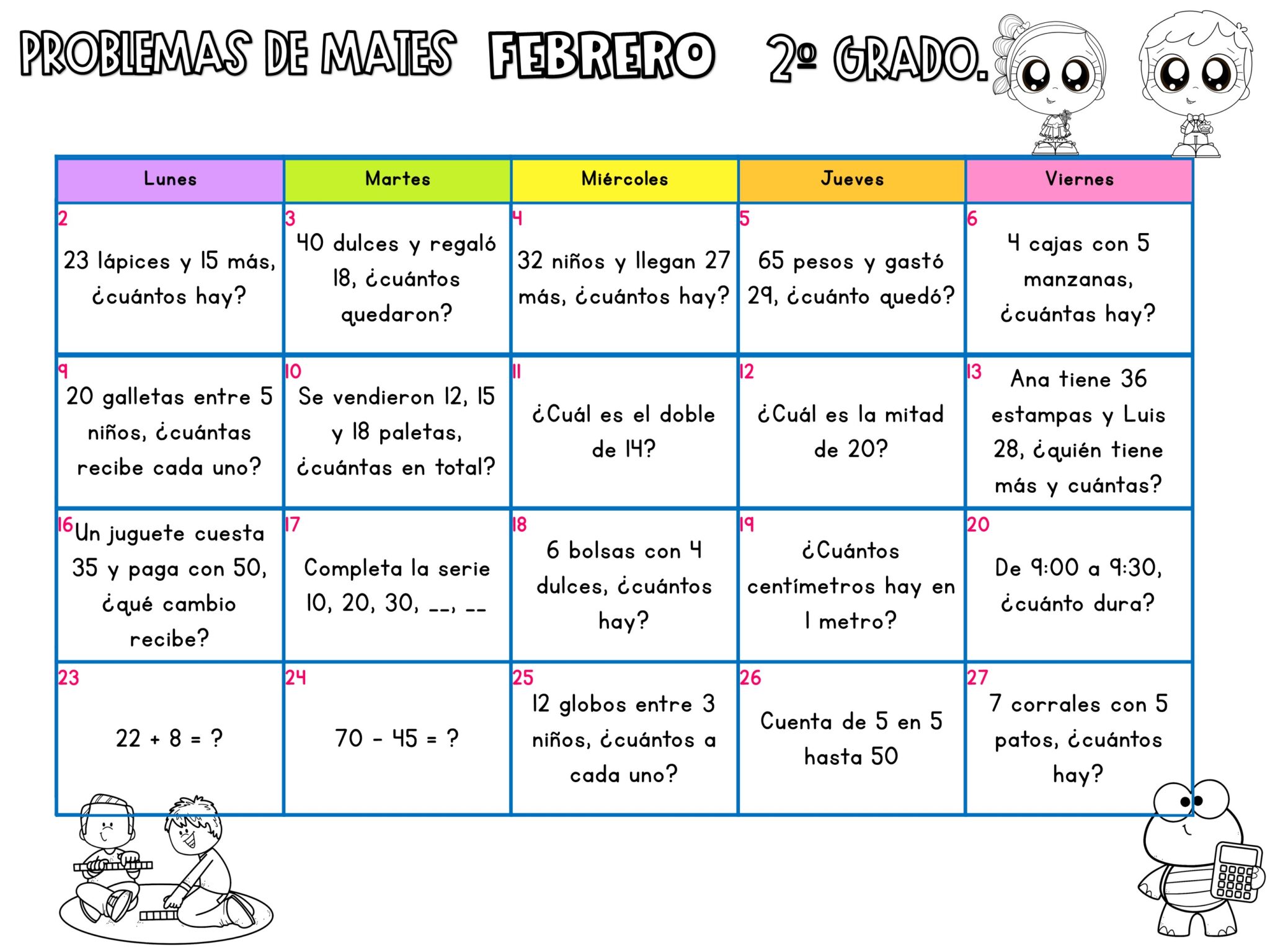 Calendario matemático del mes de febrero 2026 (2) - Imagenes Educativas