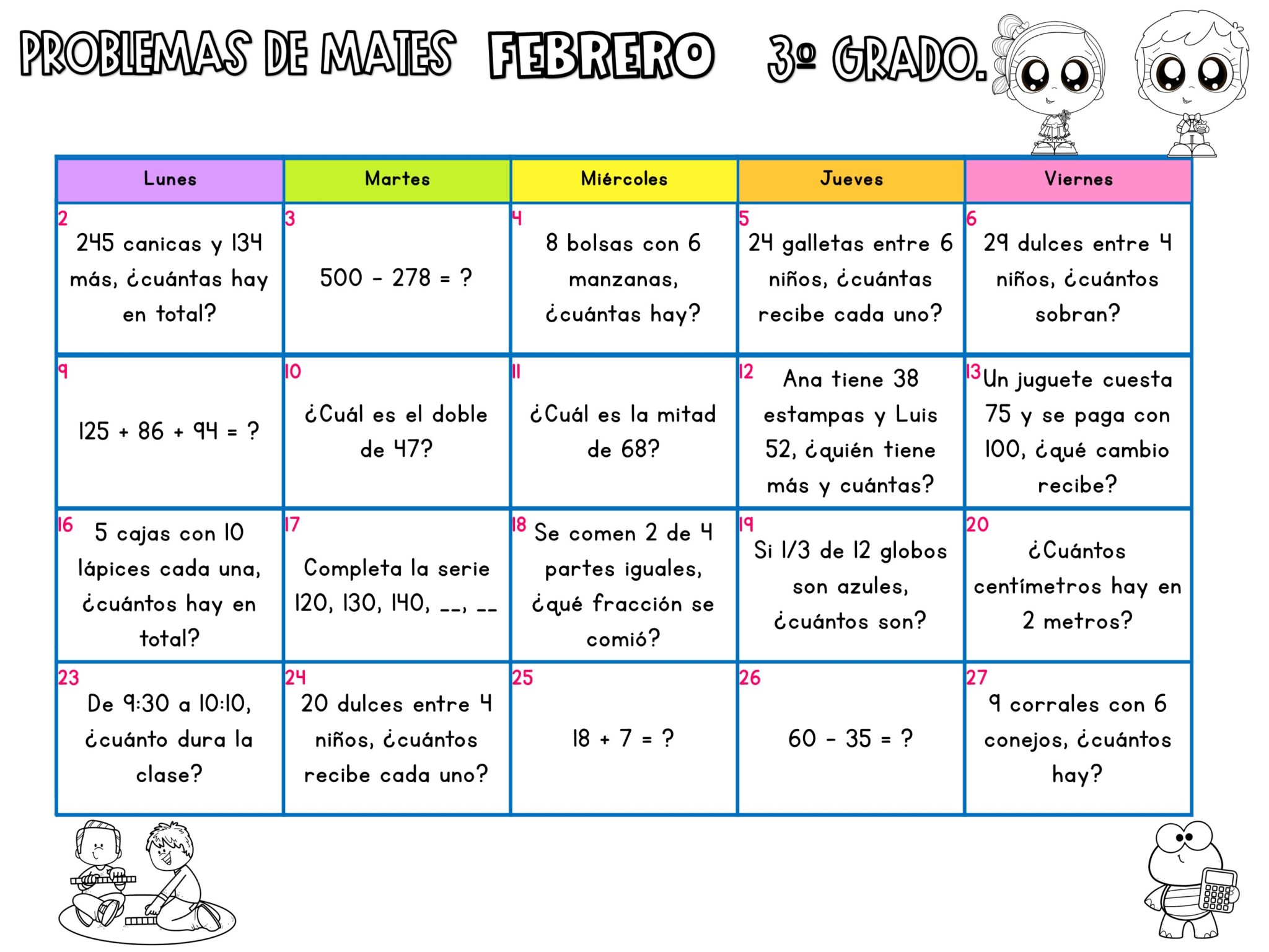 Calendario matemático del mes de febrero 2026 (3) - Imagenes Educativas