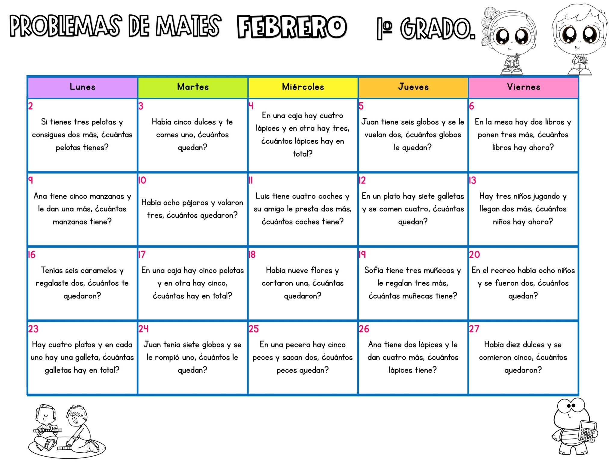 Calendario matemático del mes de febrero 2026 (7) - Imagenes Educativas