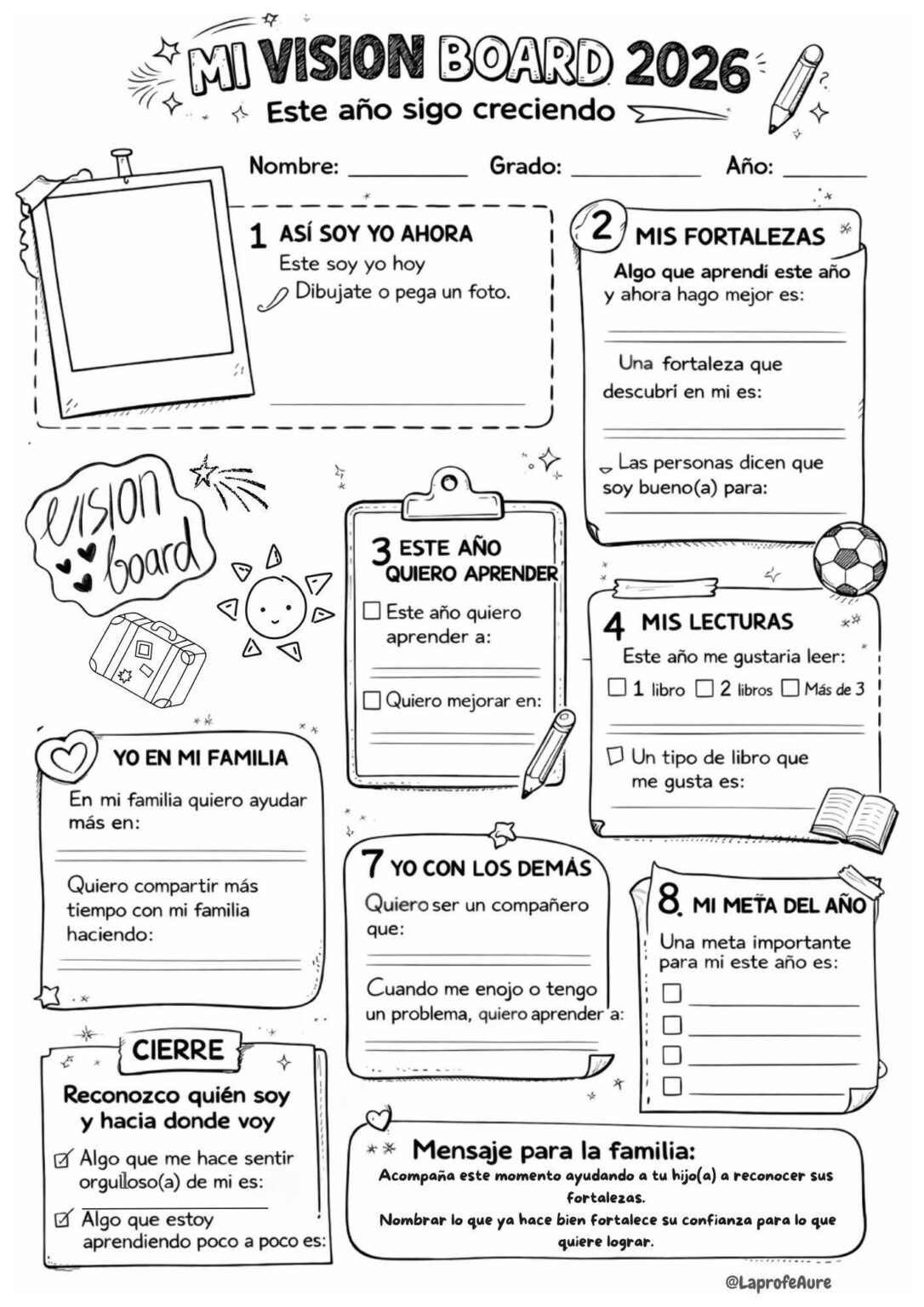 Plantilla de Vision Board para niños - Imagenes Educativas