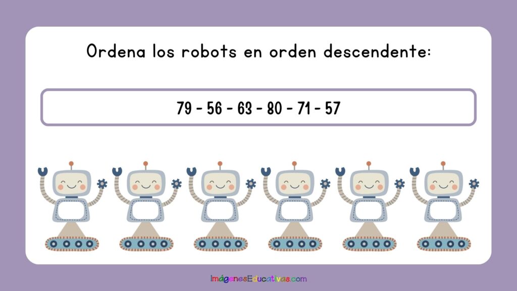 Robots orden numerico (3) - Imagenes Educativas