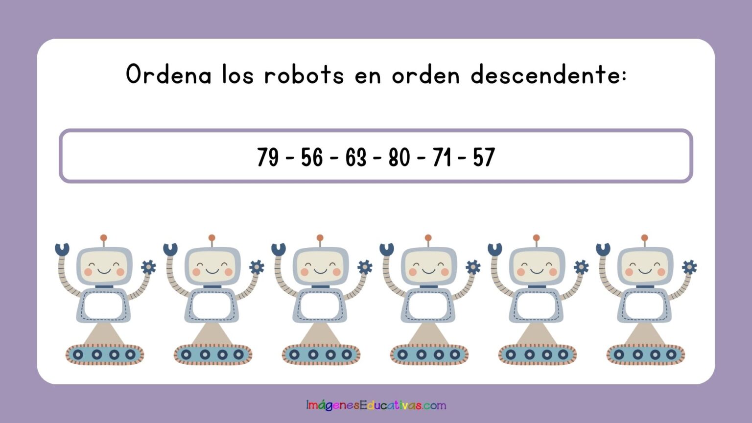 Robots orden numerico (3) - Imagenes Educativas