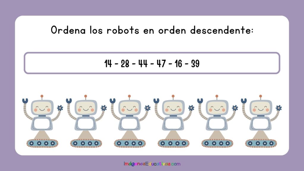 Robots orden numerico (4) - Imagenes Educativas