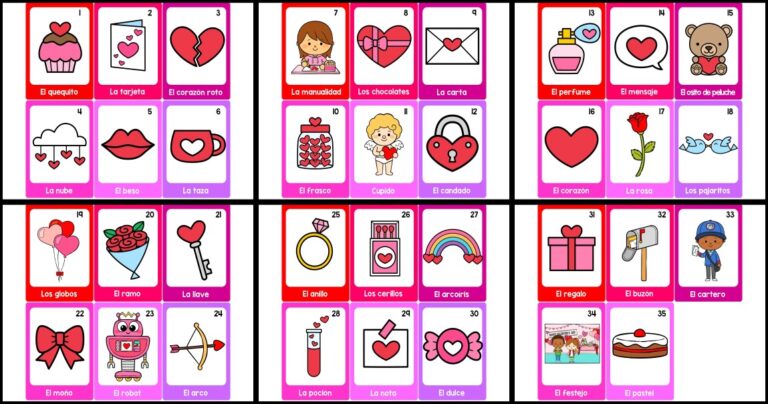 Lotería y Tarjetas de San Valentín - Imagenes Educativas
