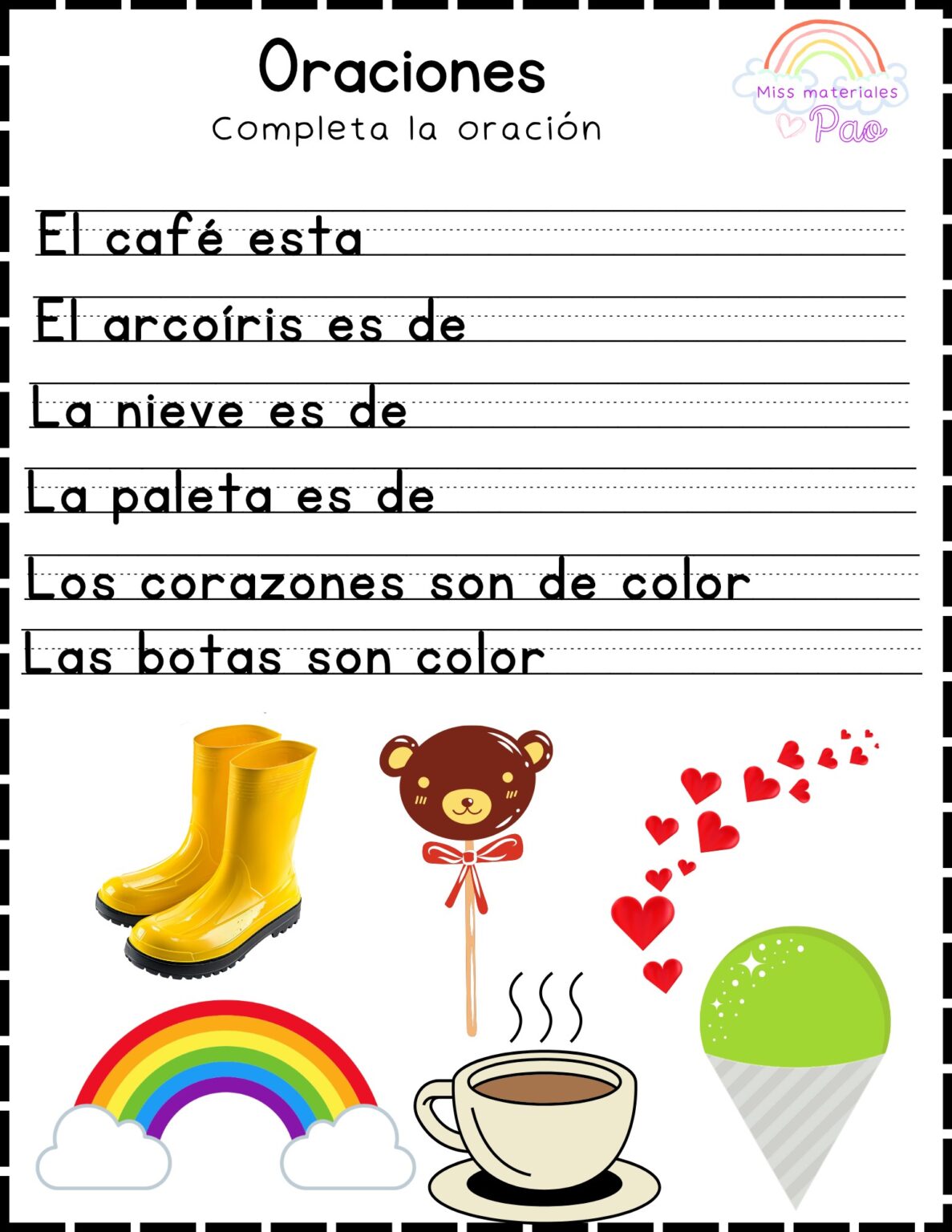 Fichas de oraciones para niños en PDF refuerza la comprensión lectora ...