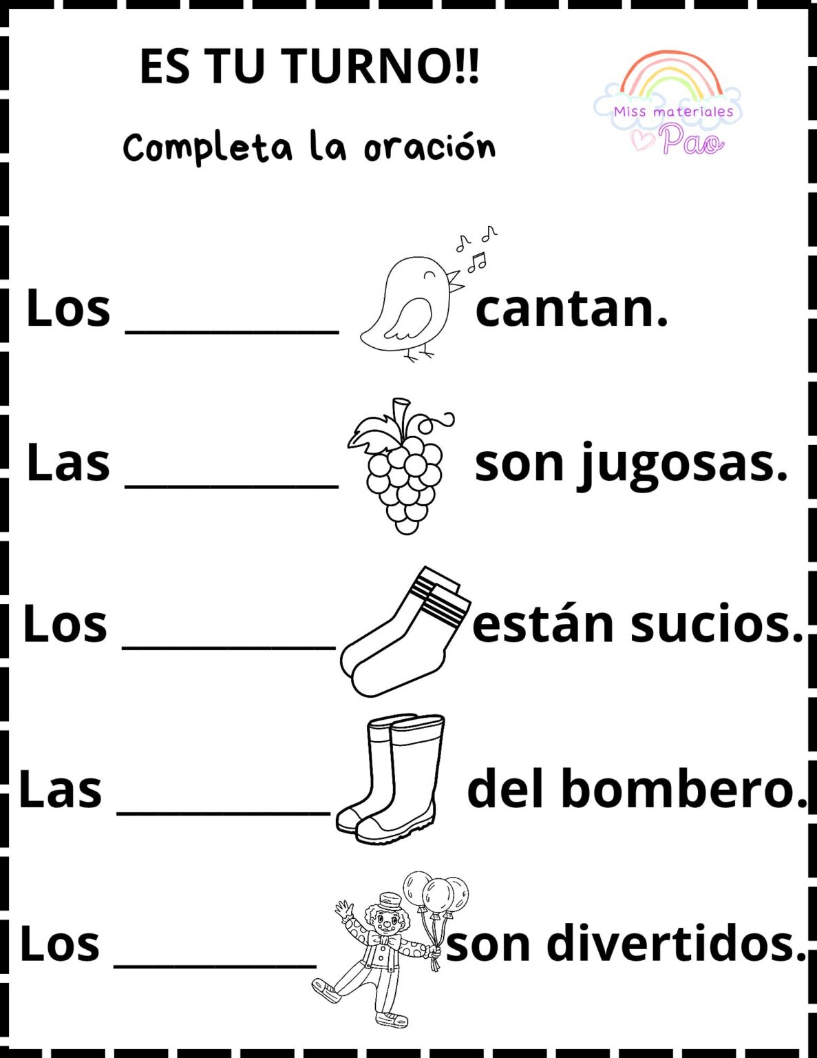 Fichas de oraciones para niños en PDF refuerza la comprensión lectora ...
