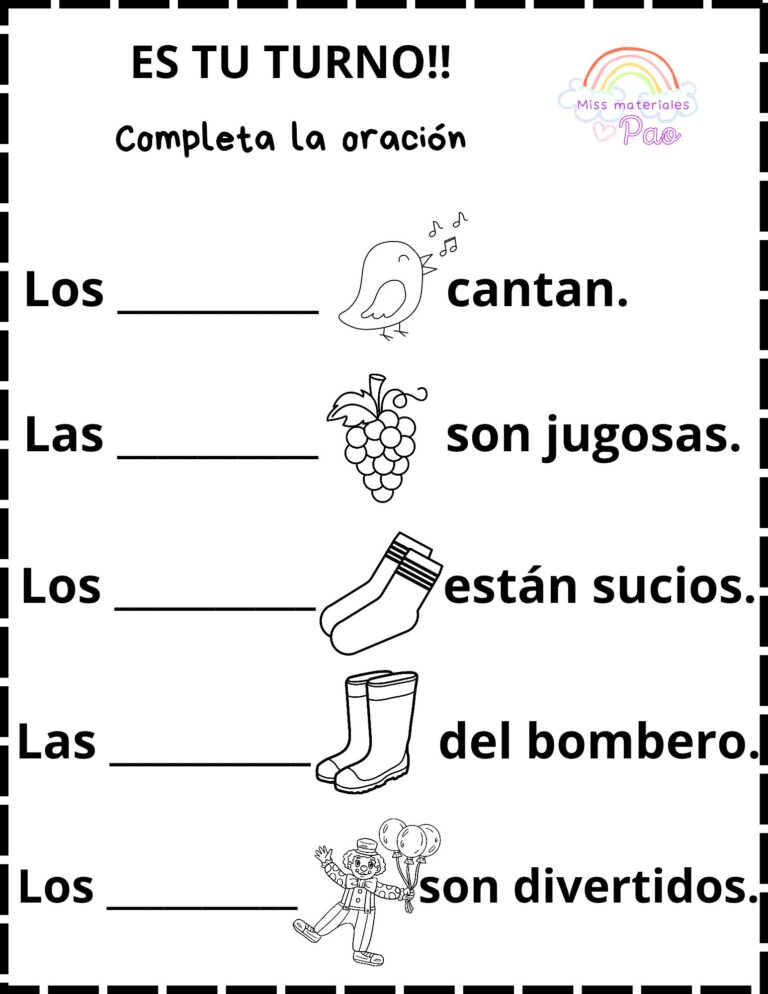 Fichas de oraciones para niños en PDF refuerza la comprensión lectora ...