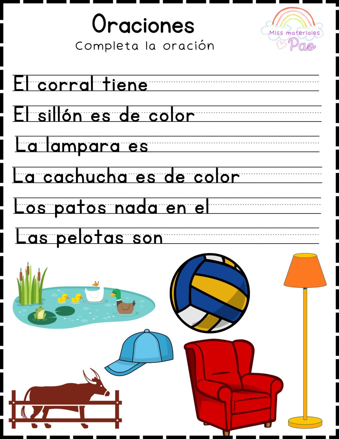 Fichas de oraciones para niños en PDF refuerza la comprensión lectora ...