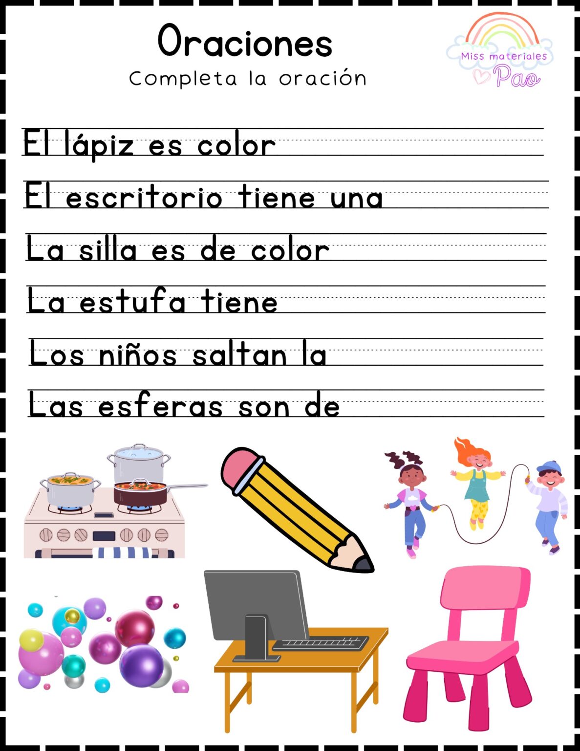 Fichas de oraciones para niños en PDF refuerza la comprensión lectora ...