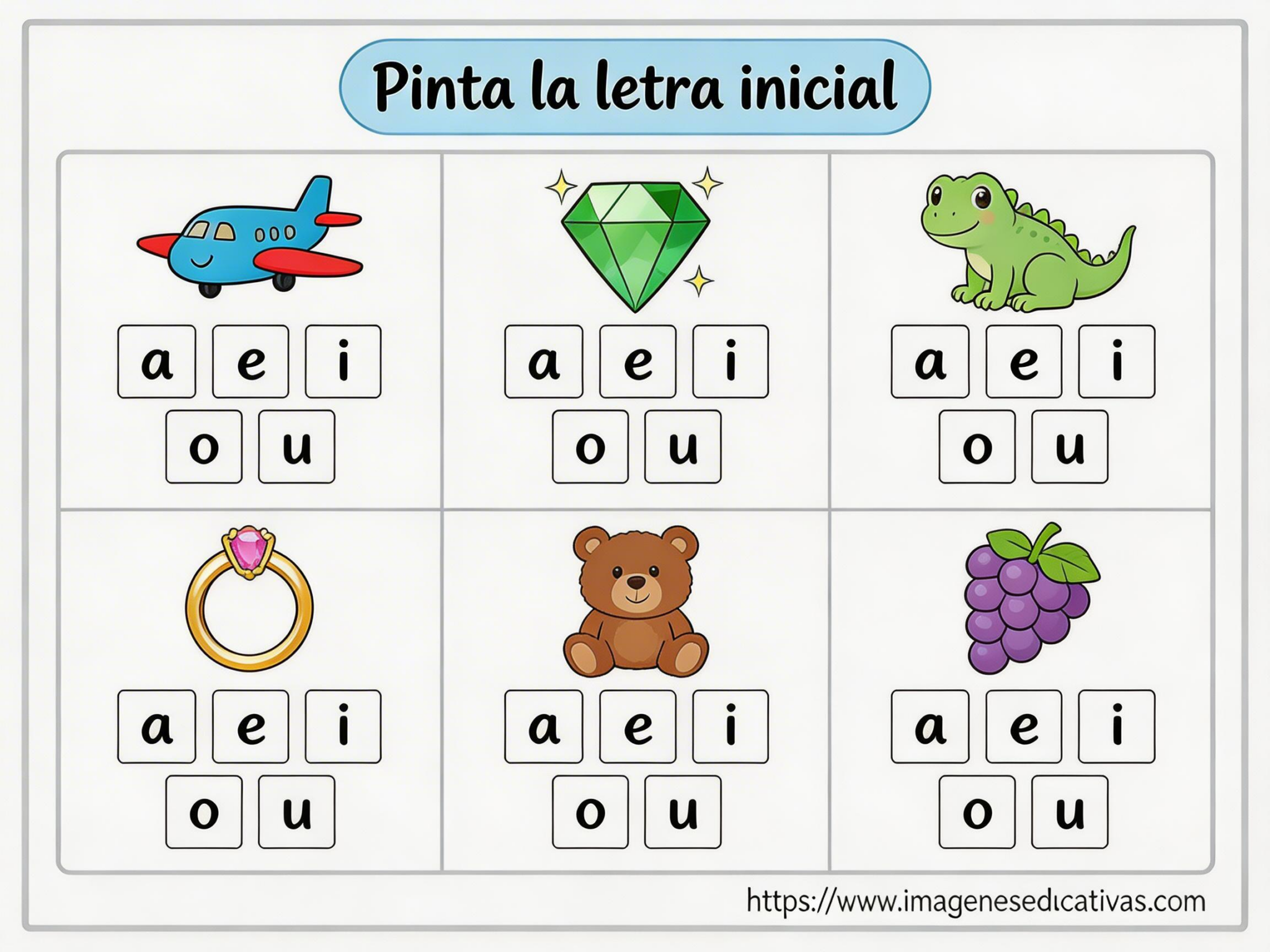 Conciencia fonológica para reconocer las vocales - Imagenes Educativas