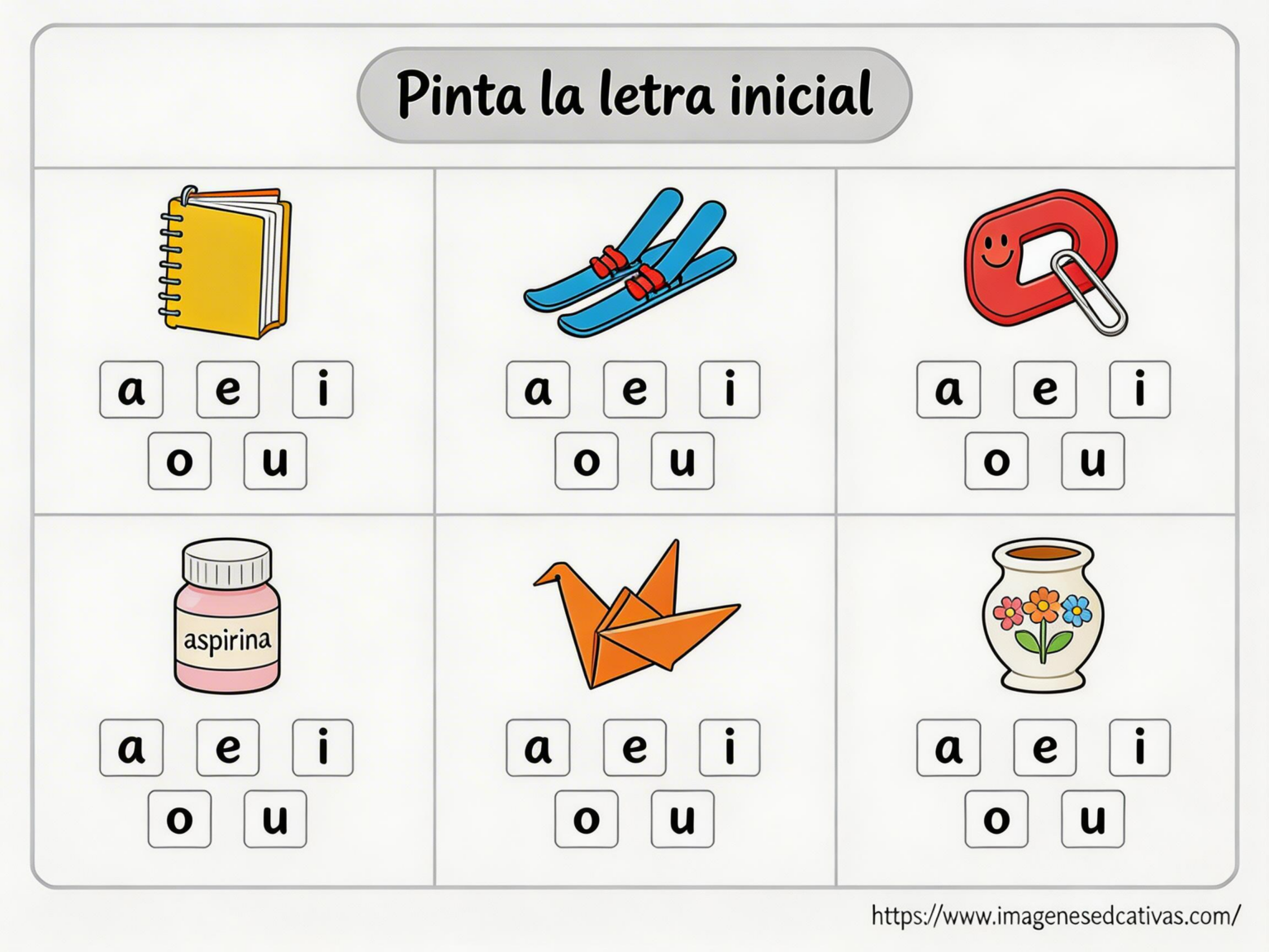 Conciencia fonológica para reconocer las vocales - Imagenes Educativas