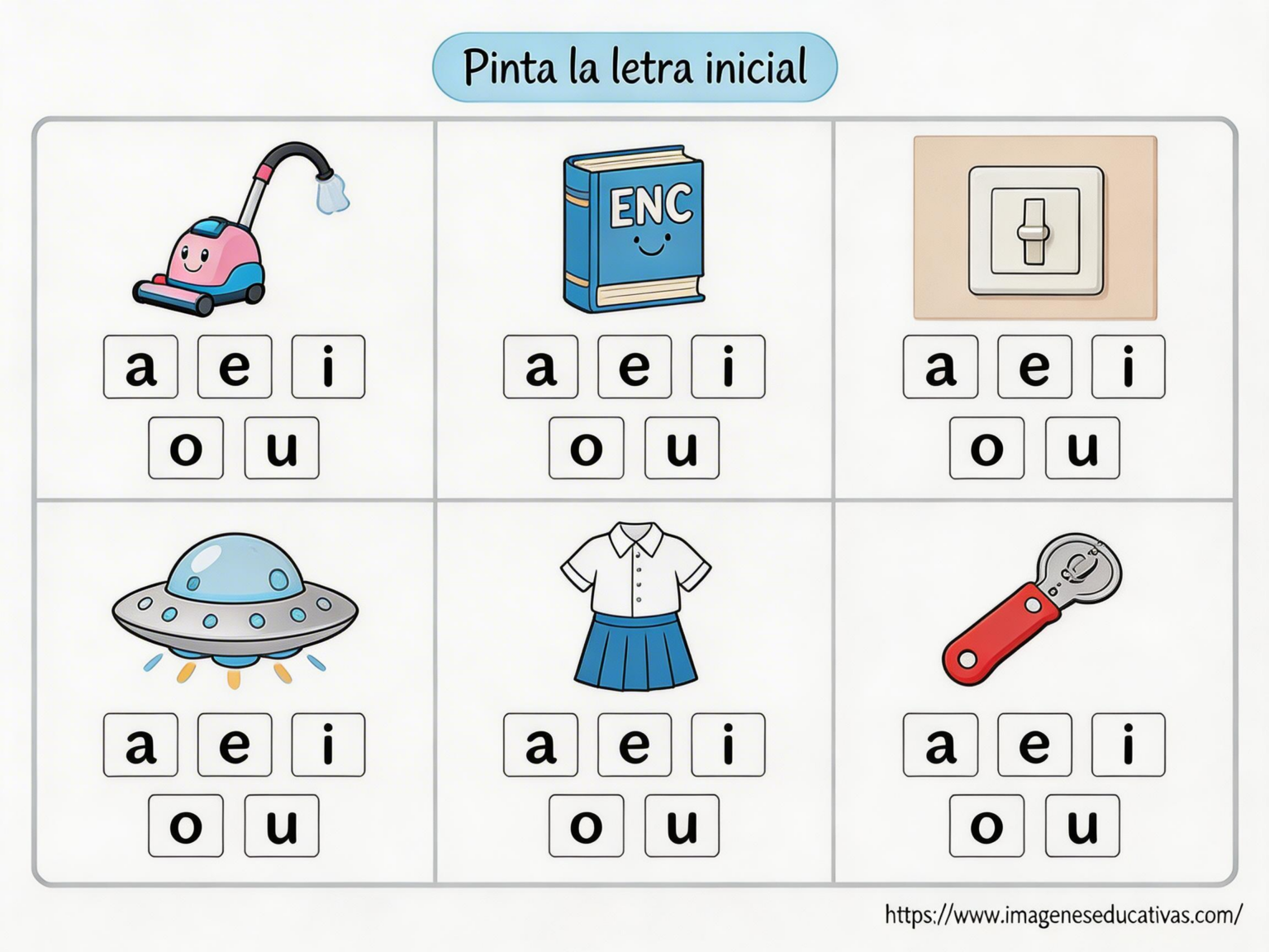 Conciencia fonológica para reconocer las vocales - Imagenes Educativas
