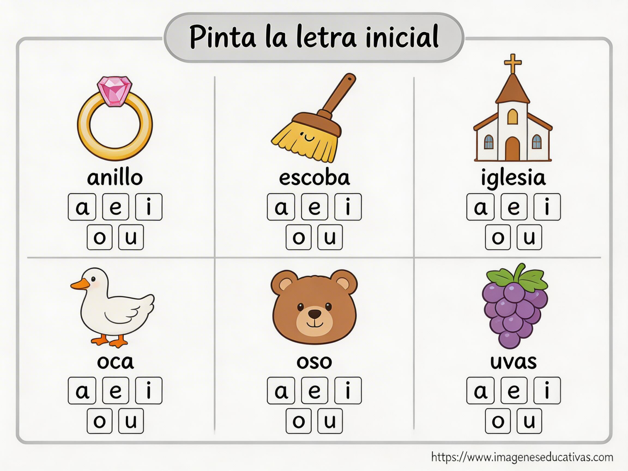 Conciencia fonológica para reconocer las vocales - Imagenes Educativas