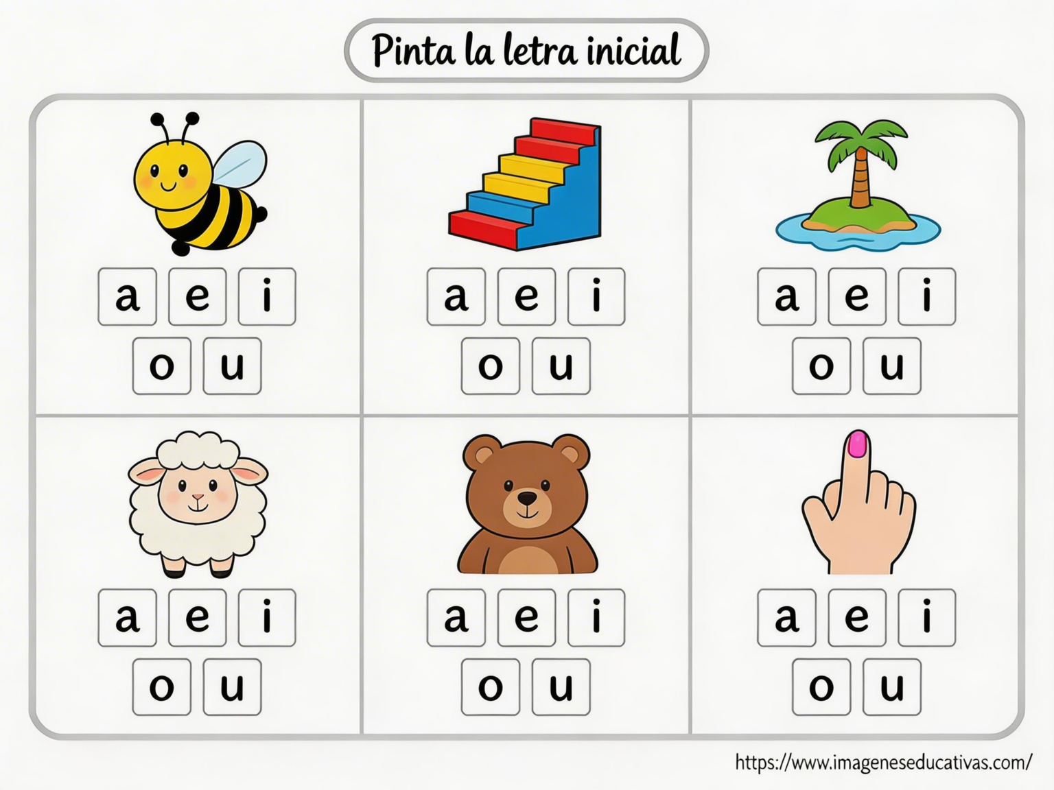 Conciencia fonológica para reconocer las vocales - Imagenes Educativas