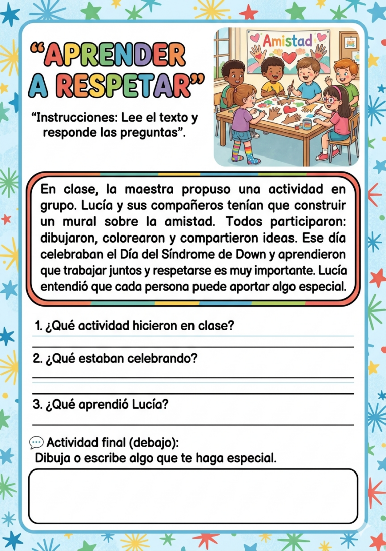 Lecturas cortas de Comprensión 21 de marzo Día Mundial del Síndrome de ...