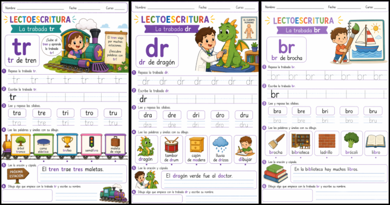 Fichas con sílabas trabadas - Imagenes Educativas