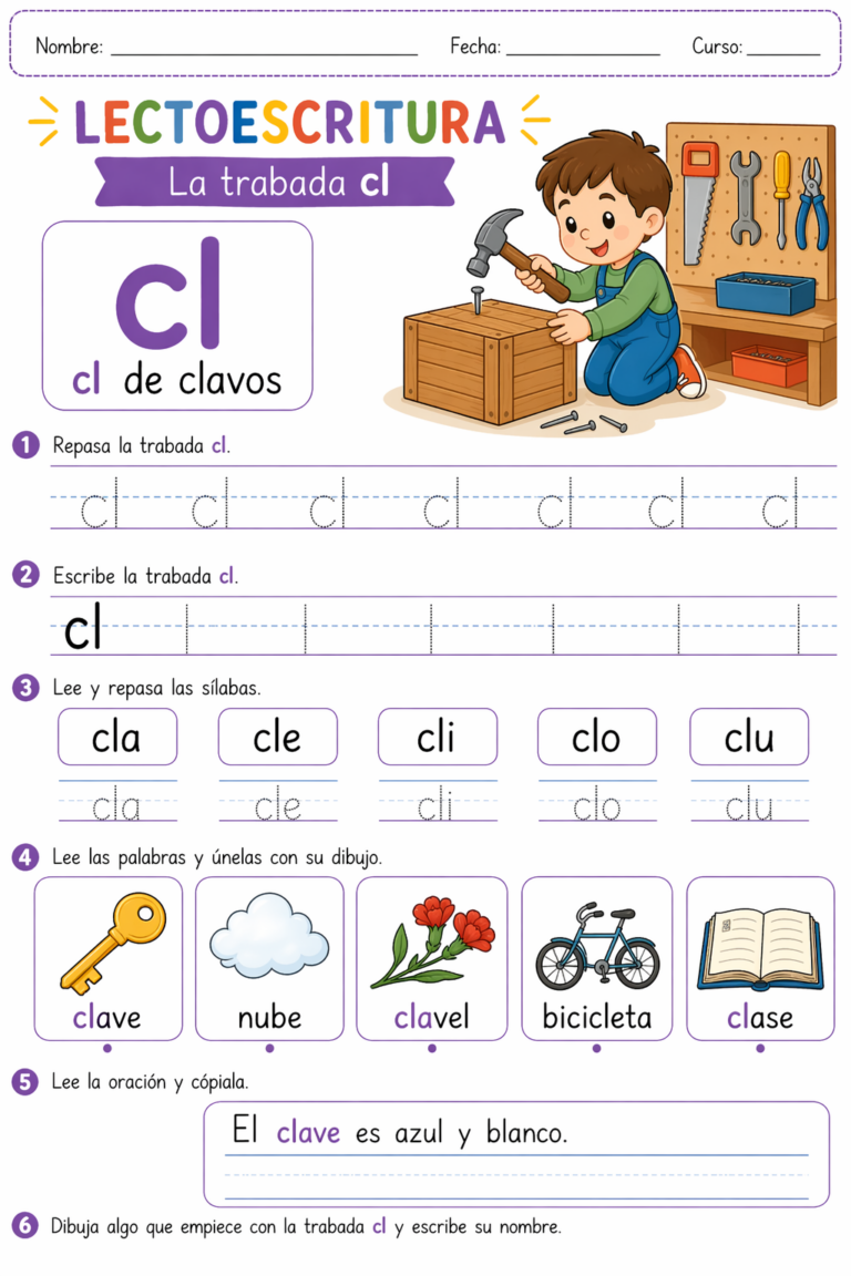 Fichas con sílabas trabadas - Imagenes Educativas