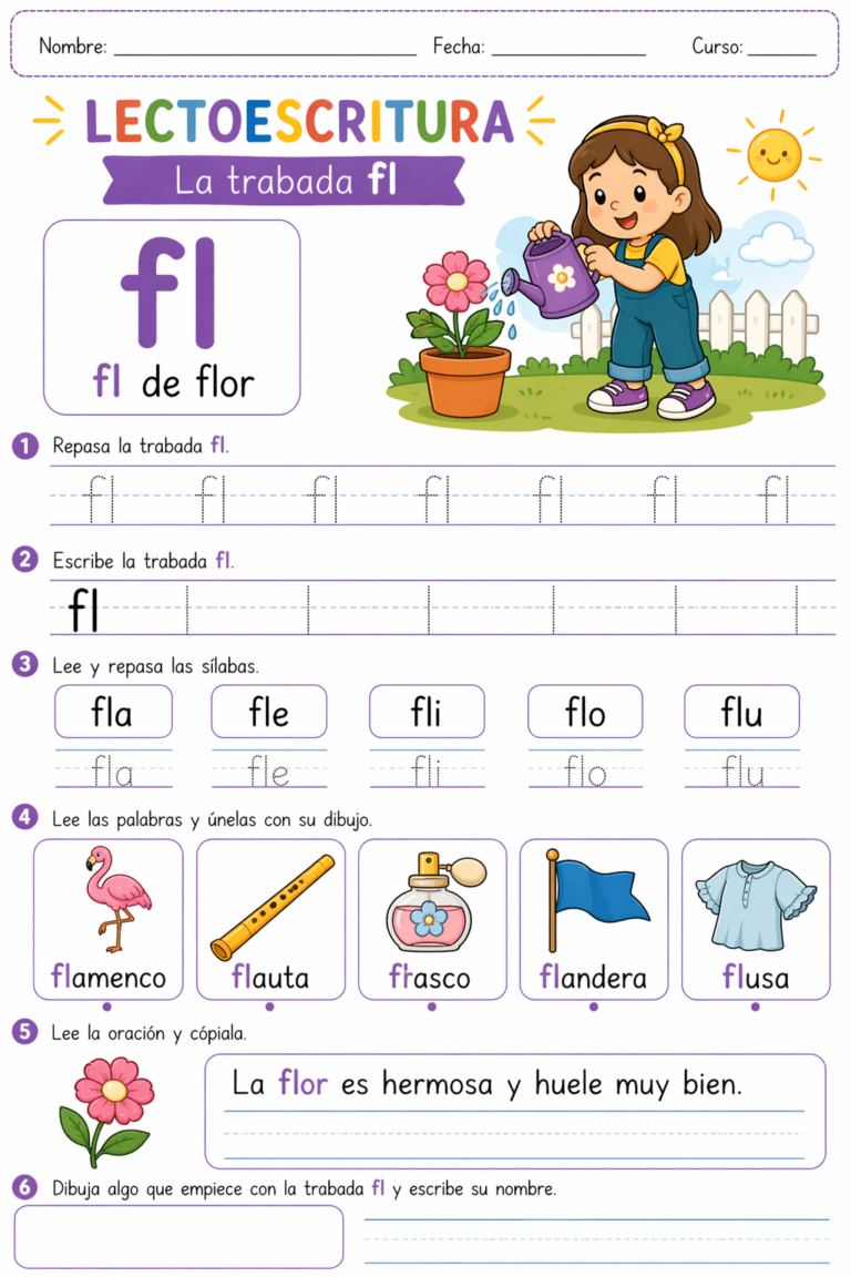 Fichas con sílabas trabadas - Imagenes Educativas