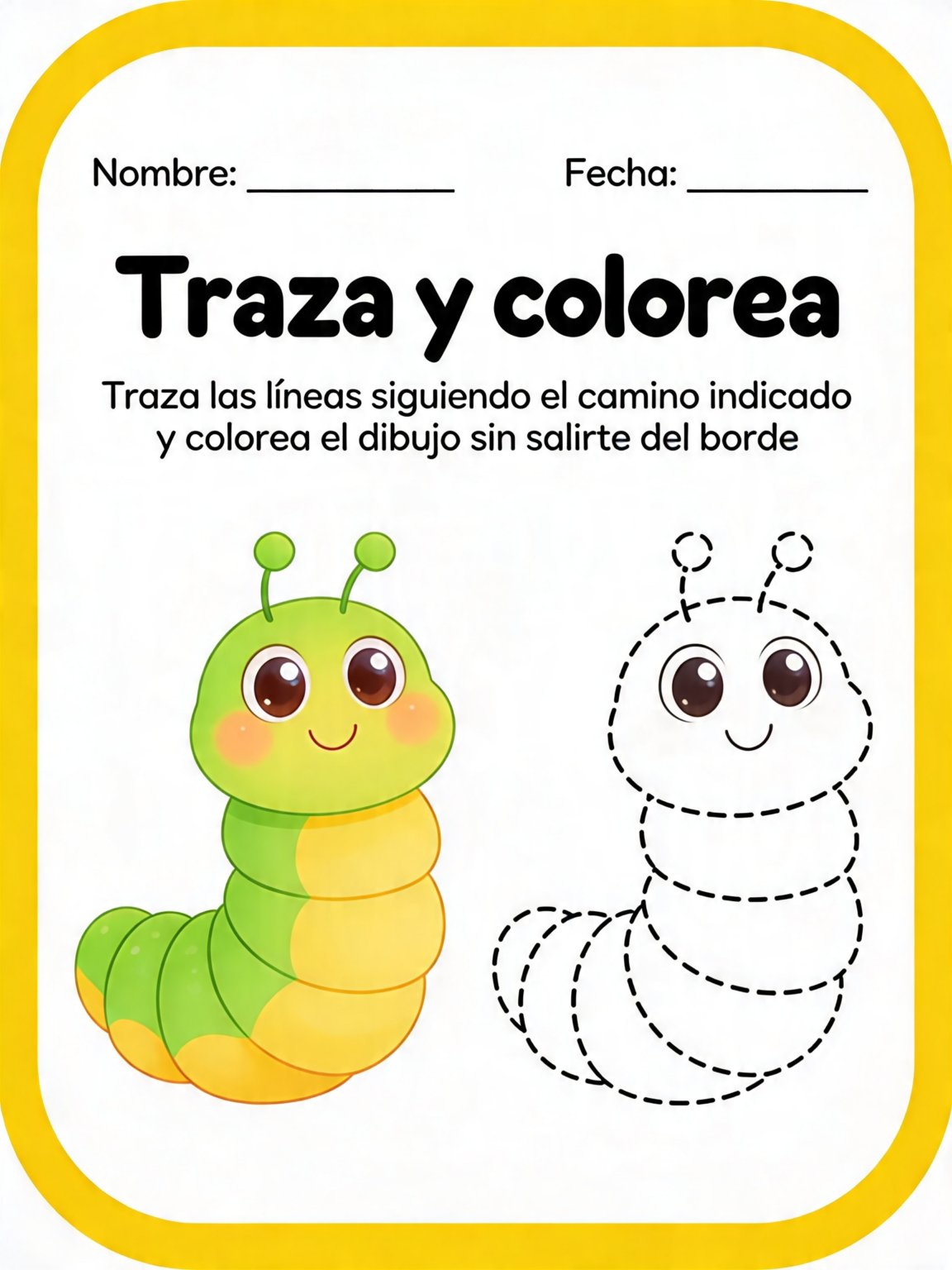 Fichas de Grafomotricidad Traza y Colorea - Imagenes Educativas