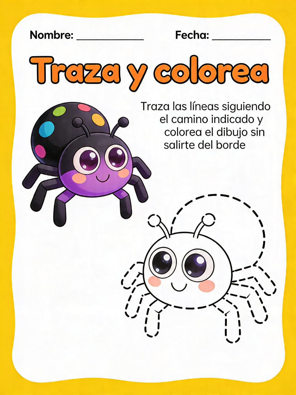 Fichas de Grafomotricidad Traza y Colorea - Imagenes Educativas
