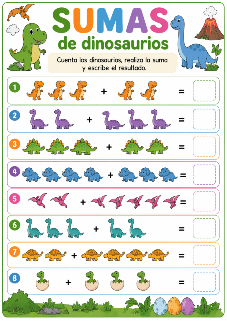 Fichas de sumas con dibujos (4) - Imagenes Educativas