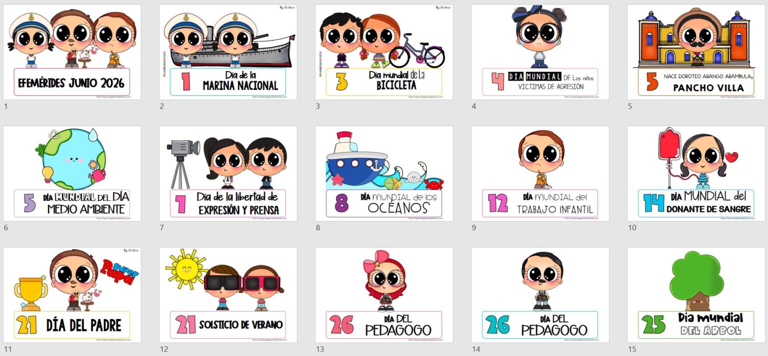 Efemérides junio 2025 - Imagenes Educativas