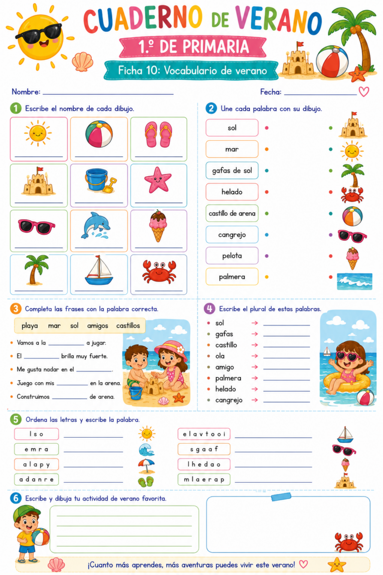 Cuaderno de Repaso Verano 2026 1º de Primaria y Primer Grado - Imagenes ...
