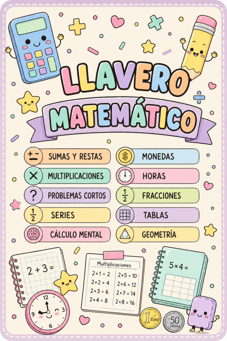 Llavero matemático para Imprimir - Imagenes Educativas
