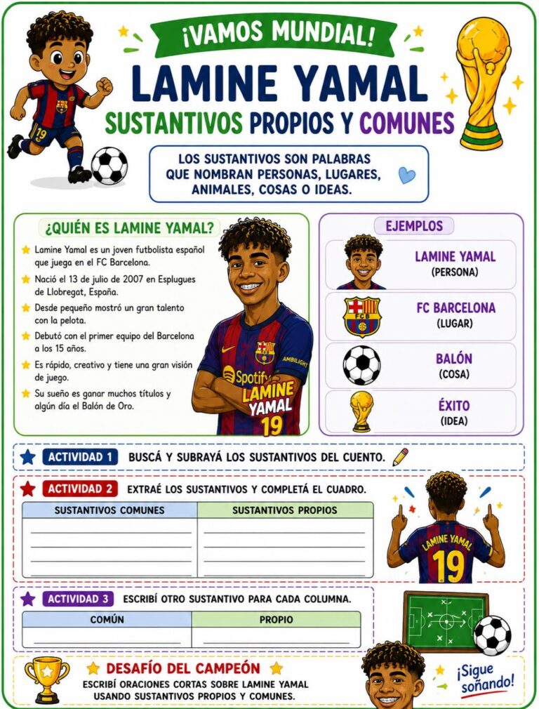 Trabajamos los Sustantivos con Lamine Yamal - Imagenes Educativas